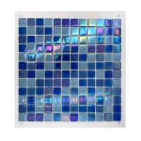 China Swimming Pool Glass Mosaic Tiles in Sea Blue Wave Design for Hotel Building Material for sale