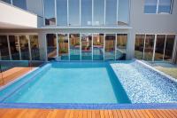 China Swimming Pool Glass Mosaic Tiles in Sea Blue Wave Design for Hotel Building Material for sale