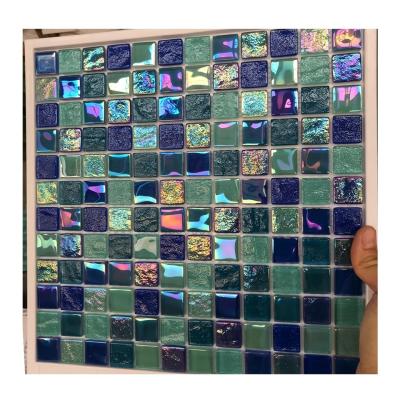 China Outdoor Swimming Pool Mosaic Tiles in Blue with Glittering Dolphins and Square Design for sale