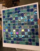 China Outdoor Swimming Pool Mosaic Tiles in Blue with Glittering Dolphins and Square Design for sale