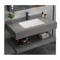 China Hotel Rectangle Quartz Countertops with Square Sink and Bathroom Storage Cabinet for sale