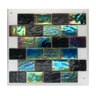 China Blue Iridescent Glass Mosaic Swimming Pool Tile with Polished Sheet Size of 306x306MM for sale