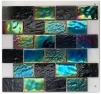China Blue Iridescent Glass Mosaic Swimming Pool Tile with Polished Sheet Size of 306x306MM for sale