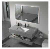 China 32-34 in White Wall Mounted 2 Tier Prefab Bathroom Cabinet with Mirror and Basin Sink for sale
