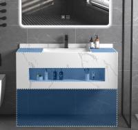 China Modern Simple Design Bathroom Toilet Vanity with Single Sink Mirror Cabinet in White Color for sale