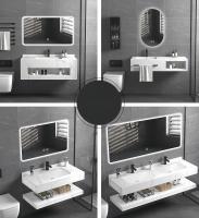 China Modern Simple Design Bathroom Toilet Vanity with Single Sink Mirror Cabinet in White Color for sale