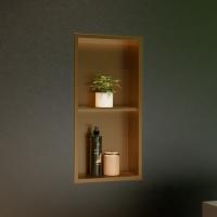 China Classic Gold Bathroom Niche with LED Light and Double Shelf Antibacterial Function for sale