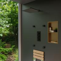 China Classic Gold Bathroom Niche with LED Light and Double Shelf Antibacterial Function for sale