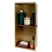 China Classic Gold Bathroom Niche with LED Light and Double Shelf Antibacterial Function for sale