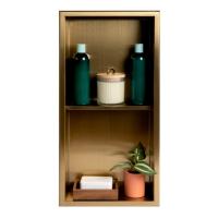 China Classic Gold Bathroom Niche with LED Light and Double Shelf Antibacterial Function for sale