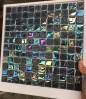 China 48x48mm Iridescent Silver Glass Mosaic Mirror Tile for Swimming Pool Blue Glass Tiles for sale