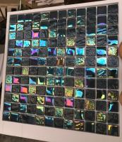 China 48x48mm Iridescent Silver Glass Mosaic Mirror Tile for Swimming Pool Blue Glass Tiles for sale