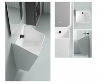 China Half Pedestal Ceramic Wall Hung Bathroom Wash Basin for Environmental Glaze and Home for sale