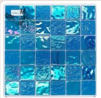 China Acid-Resistant Blue Pool Customize Square Iridescent Mosaics Tile for Modern Swimming Pool for sale