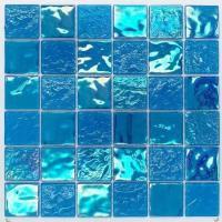 China Acid-Resistant Blue Pool Customize Square Iridescent Mosaics Tile for Modern Swimming Pool for sale