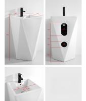 China Diamond Shape Full Pedestal Bathroom Wash Hand Basin Large Pedestal Height Wash Basin for sale