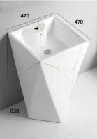 China Diamond Shape Full Pedestal Bathroom Wash Hand Basin Large Pedestal Height Wash Basin for sale