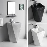 China Diamond Shape Full Pedestal Bathroom Wash Hand Basin Large Pedestal Height Wash Basin for sale