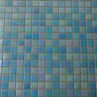 China Antibacterial Square Creative Blended Blues Glass Mosaic Swimming Pool Ceramic Tiles for sale