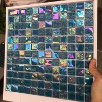 China Antibacterial Square Creative Blended Blues Glass Mosaic Swimming Pool Ceramic Tiles for sale