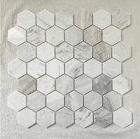 China White Hexagon Calacatta Marble Carrara Mosaic Tiles Sophisticated Bathroom Background for sale