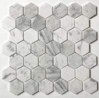 China White Hexagon Calacatta Marble Carrara Mosaic Tiles Sophisticated Bathroom Background for sale