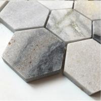 China Hexagon Waterjet Marble Mosaic Floor Tiles in Black and White for Bathroom Decoration for sale