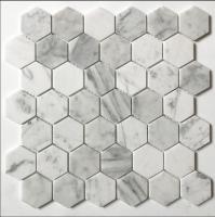 China Hexagon Waterjet Marble Mosaic Floor Tiles in Black and White for Bathroom Decoration for sale