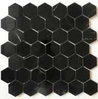 China Hexagon Waterjet Marble Mosaic Floor Tiles in Black and White for Bathroom Decoration for sale