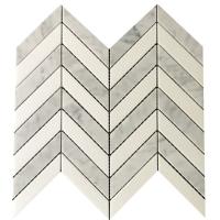 China Jazz Mosaic in White Crystal and Carrara White Marble for Interior Floor Decoration for sale