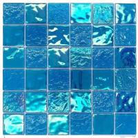 China Iridescent Mosaic Glass Pool Blue Swimming Pool Glass Mosaic Tile with Acid-Resistant for sale