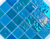China Iridescent Mosaic Glass Pool Blue Swimming Pool Glass Mosaic Tile with Acid-Resistant for sale