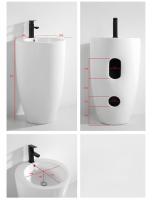 China Unique One Piece Ceramic Sanitary Wares Pedestal Round Basin with Cleaning Advantages for sale