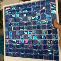 China Moroccan Style Square Iridescent Glass Mosaic Tile for Kitchen and Bathroom 4mm Thick for sale