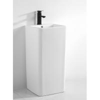 China Modern Rectangular Ceramic Pedestal Wash Basin for Home Hotel and Restaurant Bathroom for sale