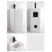 China Modern Rectangular Ceramic Pedestal Wash Basin for Home Hotel and Restaurant Bathroom for sale