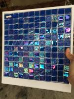 China Modern Style Crystal Glass Pool Tiles for Building Material in Blue Green Color for sale