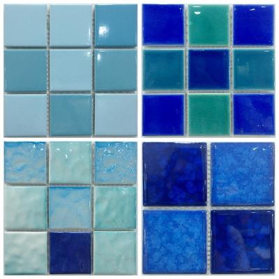 China Foshan Technique Glass Mosaic Tile in Blue Color for Swimming Pool 48x48/24x24mm for sale