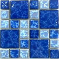China Foshan Technique Glass Mosaic Tile in Blue Color for Swimming Pool 48x48/24x24mm for sale