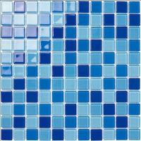 China Wall and Floor Glass Mosaic Tile Technique Glass Blue Swimming Pool Tile Type Borders for sale