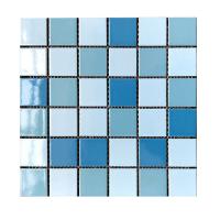China Swimming Pool Tiles Foshan 3D Blue Glass Ceramic Tile for Anti Slip 306x306MM for sale