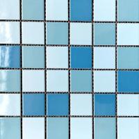 China Swimming Pool Tiles Foshan 3D Blue Glass Ceramic Tile for Anti Slip 306x306MM for sale