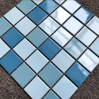 China Swimming Pool Tiles Foshan 3D Blue Glass Ceramic Tile for Anti Slip 306x306MM for sale
