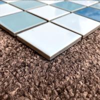 China Swimming Pool Tiles Foshan 3D Blue Glass Ceramic Tile for Anti Slip 306x306MM for sale