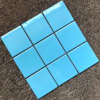 China Blue Ceramic Mosaic Tiles Decorative Pool Tile in Blue Color Family for Swimming Pool for sale