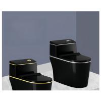 China Installation Floor Mounted Dual Flushing Siphon Flush Black Ceramic One Piece Toilet for sale