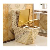 China Modern Ceramic Toilet WC Set with Gold Finish Dual Flush Siphon Flush Luxury Bathroom for sale