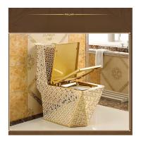 China Modern Ceramic Toilet WC Set with Gold Finish Dual Flush Siphon Flush Luxury Bathroom for sale