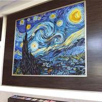 China Wall Decoration Grays Van Gogh Starry Sky Ice Jade Crystal Mosaic Cut Painting Puzzle for sale