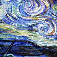 China Wall Decoration Grays Van Gogh Starry Sky Ice Jade Crystal Mosaic Cut Painting Puzzle for sale